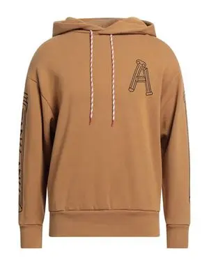 Aries Cotton Fleece Hoodie With Print - Camel