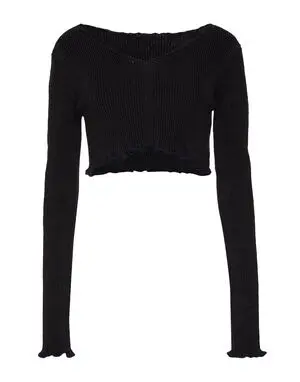 Jacquemus Ribbed Knit Cropped Sweater - Black