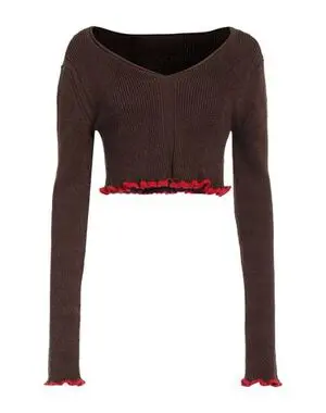 Jacquemus Ribbed Knit Cropped Sweater - Brown