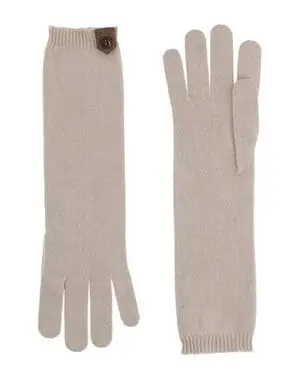 Brunello Cucinelli Cashmere Gloves With Metal Applications Beige