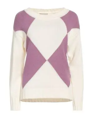 N.O.W. ANDREA ROSATI CASHMERE Geometric Design Crew Neck Sweater