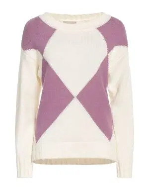 N.O.W. ANDREA ROSATI CASHMERE Geometric Design Crew Neck Sweater