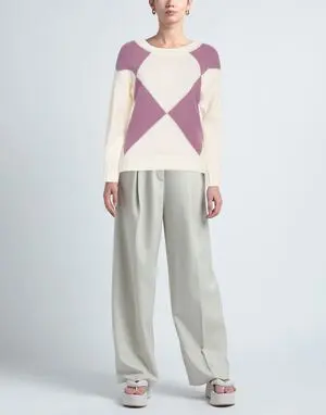 N.O.W. ANDREA ROSATI CASHMERE Geometric Design Crew Neck Sweater