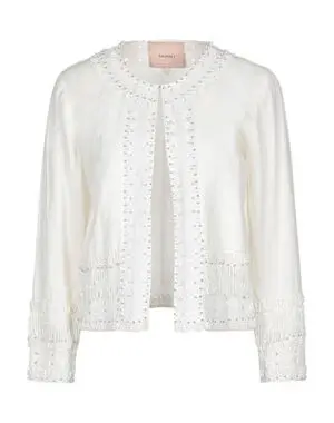 TWINSET Plain Weave Blazer With Sequins - White