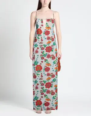 PIN-UP STARS Maxi Flared Floral-print Dress - White
