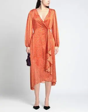 Maje Midi Wrap Dress - Orange