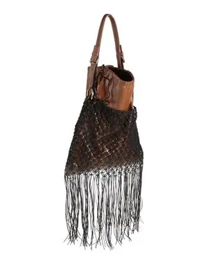 Beatrice B Large Flap Bag With Fringe And Drawstring