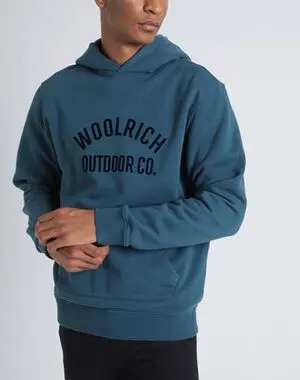 Woolrich Organic Cotton Script Hoodie Sweatshirt - Blue