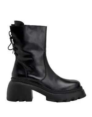 8 BY YOOX Leather Ankle Boots With String Detail And Block Heel - Black