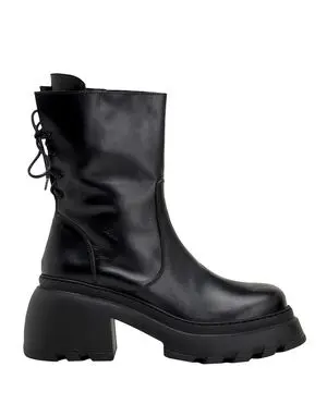 8 BY YOOX Leather Ankle Boots With String Detail And Block Heel - Black