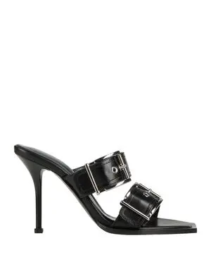Alexander McQueen Leather Buckle Sandals - Black
