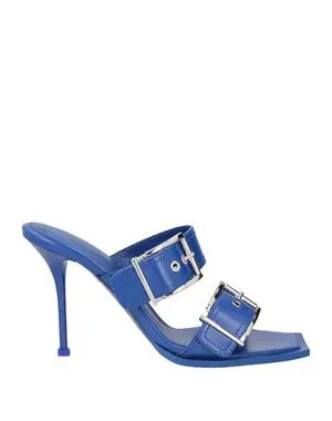 Alexander McQueen Leather Buckle Sandals Blue