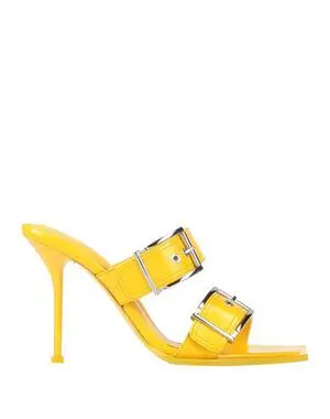 Alexander McQueen Leather Buckle Sandals Yellow