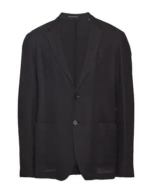 Emporio Armani Single-breasted Herringbone Blazer - Black