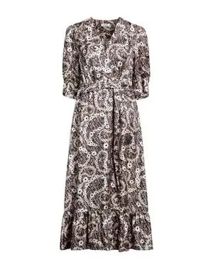 Sandro Satin Floral-print Midi Shirt Dress