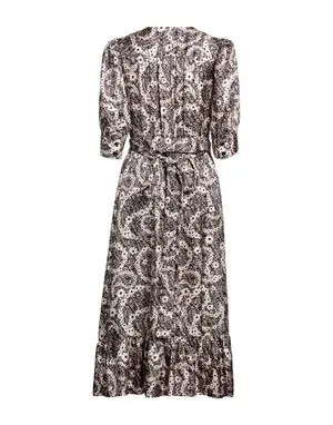Sandro Satin Floral-print Midi Shirt Dress