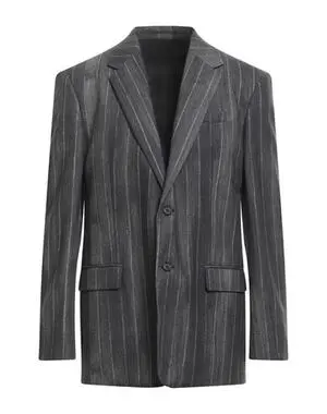 Versace Striped Virgin Wool Blazer - Lead