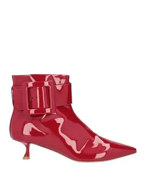 ROGER VIVIER Leather Ankle Boots - Red