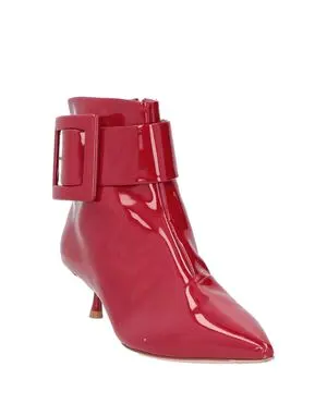 ROGER VIVIER Leather Ankle Boots - Red