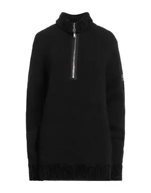 Raf Simons Knitted Turtleneck With Half-zip Neckline - Black