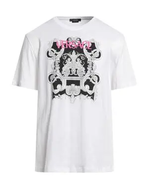 Versace Man T-shirt Grey Size S Cotton White