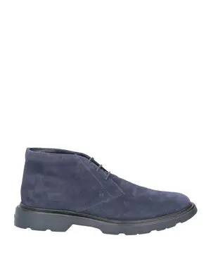 Hogan Chocolate Leather Ankle Boots - Navy