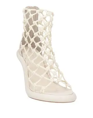 VIC MATIE Textile Fibers Perforated Zip-up Geometric Heel Sandals