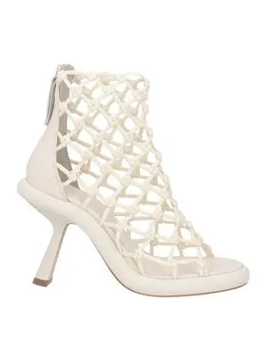 VIC MATIE Textile Fibers Perforated Zip-up Geometric Heel Sandals