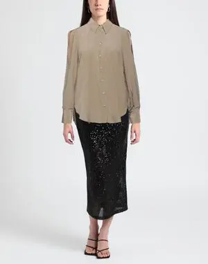 Brunello Cucinelli Crepe Shirt With Appliqués - Beige