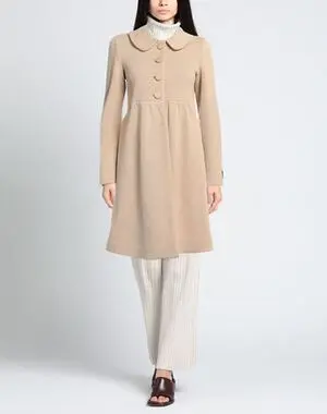 EMMA & GAIA Flannel Single-breasted Coat - Beige