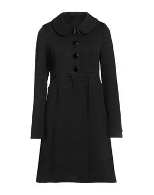 EMMA & GAIA Flannel Single-Breasted Coat Black