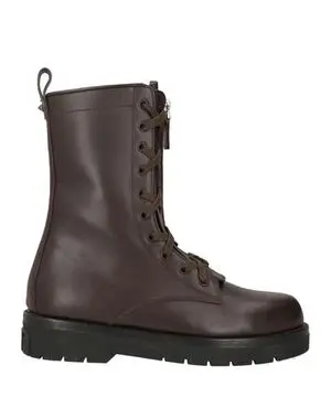 Valentino Garavani VALENTINO GARAVANI Leather Lace-Up Ankle Boots Brown