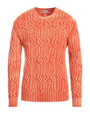 Altea Man Sweater Slate Blue Size Xl Virgin Wool Orange