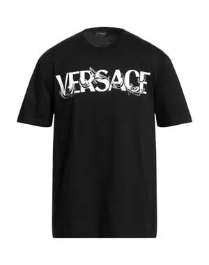 Versace Man T-shirt White Size M Cotton Black