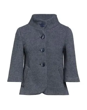 EMMA & GAIA Knitted Peplum Jacket Blue