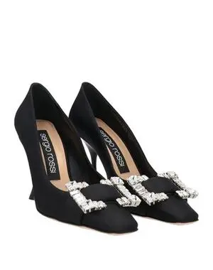 SERGIO ROSSI Pumps With Crystal Appliqués - Black