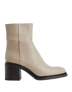 8 BY YOOX Light Calfskin Leather Mid-heel Ankle Boots - Grey
