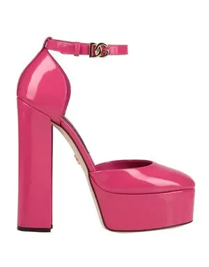 Dolce & Gabbana Calfskin Patent Leather Platform Pumps With Ankle Strap