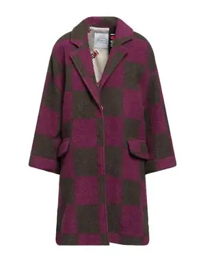 DE' HART Checked Wool Blend Coat - Purple