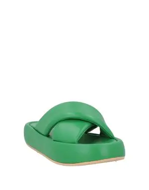 BALDININI Leather Flatform Sandals - Green