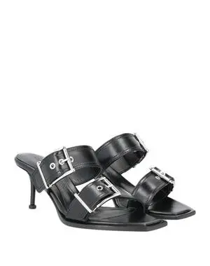 Alexander McQueen Sandals In Leather With Buckle Fastening - Black