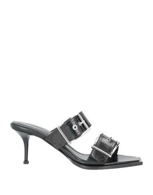 Alexander McQueen Sandals In Leather With Buckle Fastening - Black