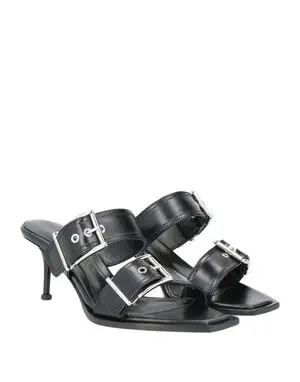 Alexander McQueen Sandals In Leather With Buckle Fastening - Black