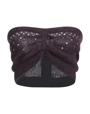 Alessandra Rich Knitted Crop Top - Purple
