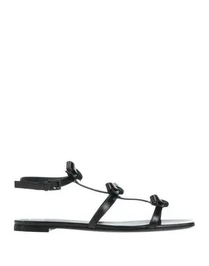 Valentino Garavani Leather Sandals With Bow Detailing - Black