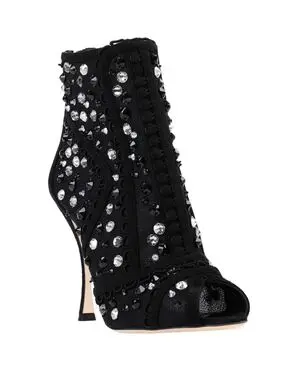 Dolce & Gabbana Ankle Boots With Crystal Embellishments