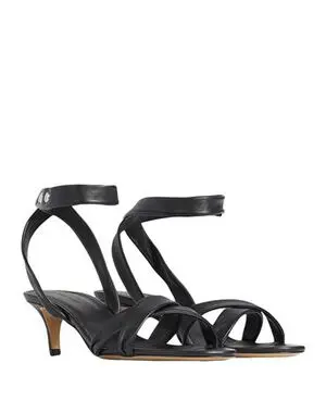 Isabel Marant Lambskin Ankle Strap Sandals - Black