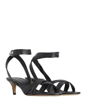 Isabel Marant Lambskin Ankle Strap Sandals - Black