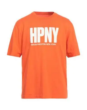 Heron Preston Man T-shirt Ivory Size Xs Cotton Orange