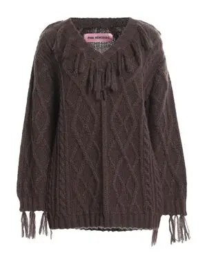 PINK MEMORIES Cable-knit Sweater With Fringe Detail